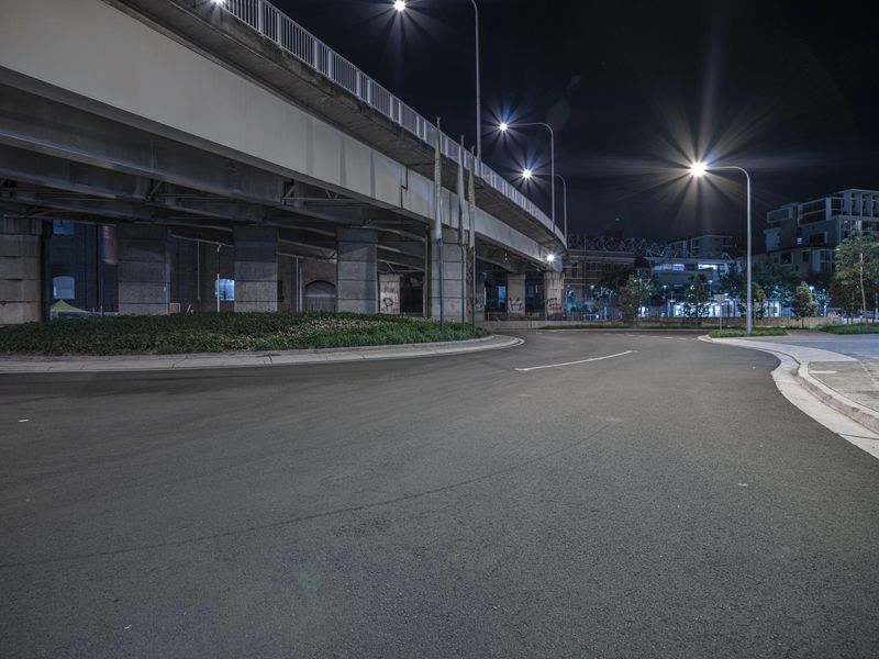 City Night on Empty Asphalt Road HDRi Maps and Backplates