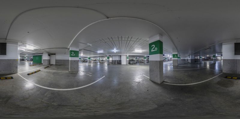 City Parking Garage with Glass Ceiling HDRi Maps and Backplates