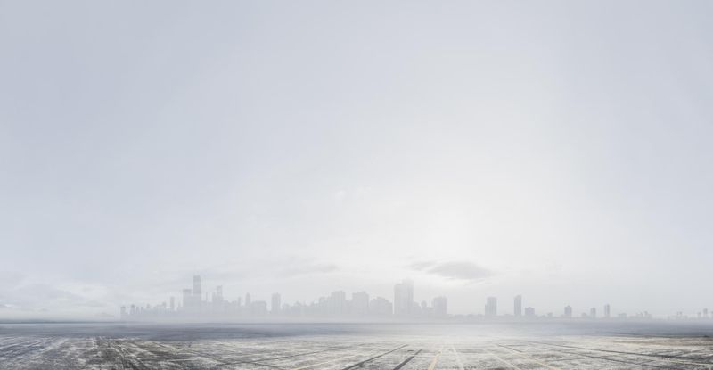 City Skyline at Dawn in a Foggy Parking Lot HDRi Maps and Backplates