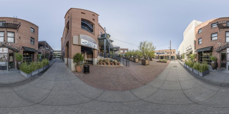 City Street: Low-rise Brick Buildings - HDRi Maps and Backplates