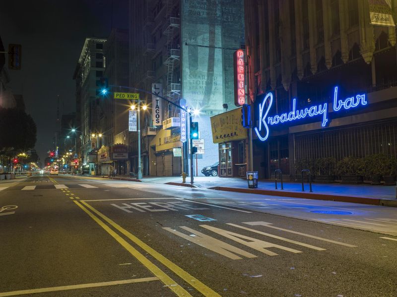 City Street at Night with Neon Signs HDRi Maps and Backplates
