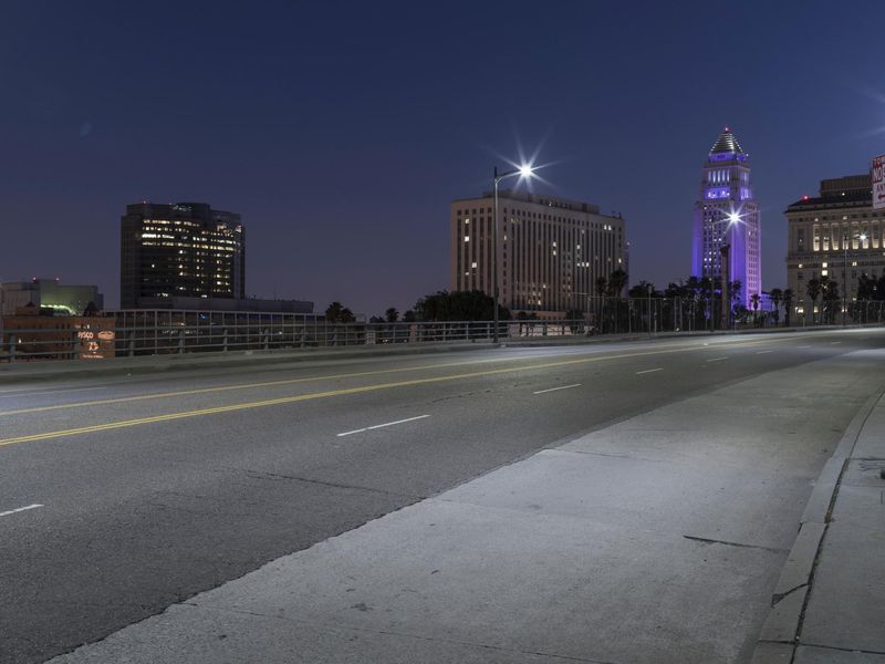Nighttime Cityscape with Clock Tower in Downtown HDRi Maps and Backplates
