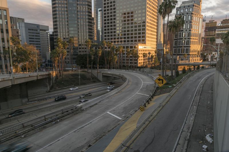 Cityscape at Dawn with Tall Buildings and Wide Freeway HDRi Maps and ...