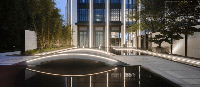 Cityscape of Guangdong, China with Reflecting Pool HDRi Maps and Backplates