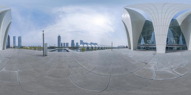 Cityscape of Shanghai: Symmetrical Structures and Glass Walls HDRi Maps ...