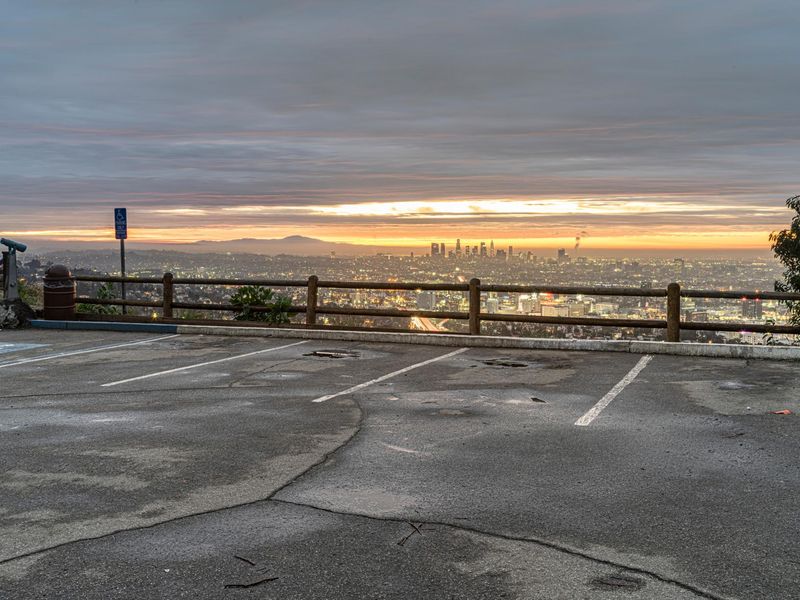 Cityscape View at Sunset from a Parking Lot with Umbrella HDRi Maps and ...