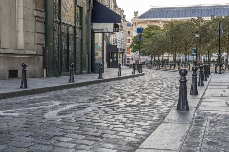 Classic Architecture on Cobblestone Street in Paris