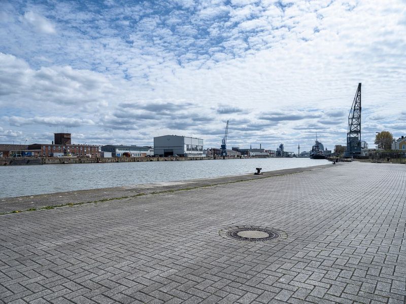 Clear Sky at Bremen Harbor during the Day HDRi Maps and Backplates