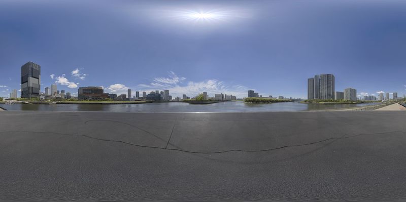 Coastal City of Tokyo, Japan: Roads and Water HDRi Maps and Backplates