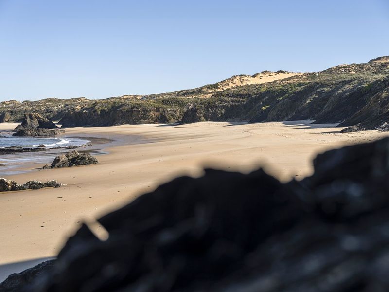 Coastal Landscape of Portugal with Black Rocks and Clear Sky HDRi Maps ...