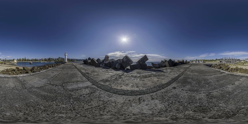 Coastal Landscape: Rocky Beach and Lighthouse HDRi Maps and Backplates