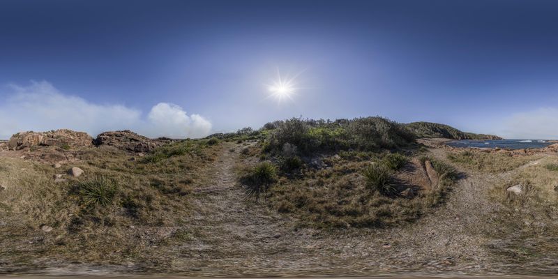 Coastal Landscape: Sandy Shore and Azure Water HDRi Maps and Backplates