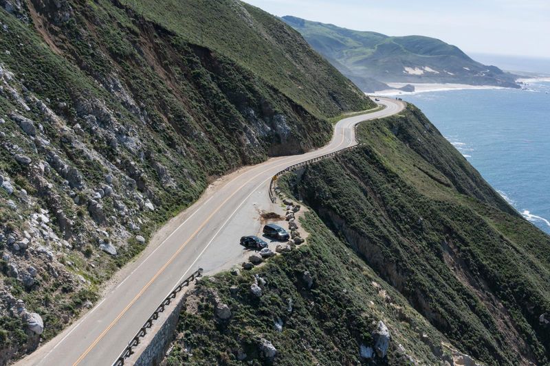 Coastal Mountain Road: Switchback with Ocean View HDRi Maps and Backplates