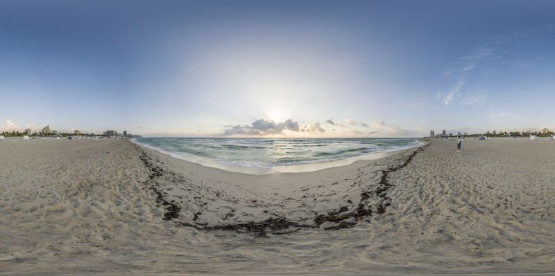 Coastal Open Space in Miami Beach: A Serene View HDRi Maps and Backplates