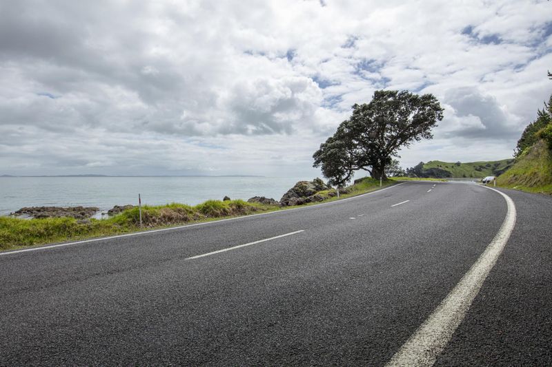 Coastal Road Beach with Rocky Cliff in Nature HDRi Maps and Backplates