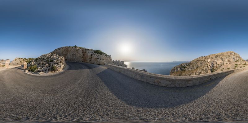 Coastal Road in Mallorca: Fisheye Lens Captures Stunning Ocean View ...