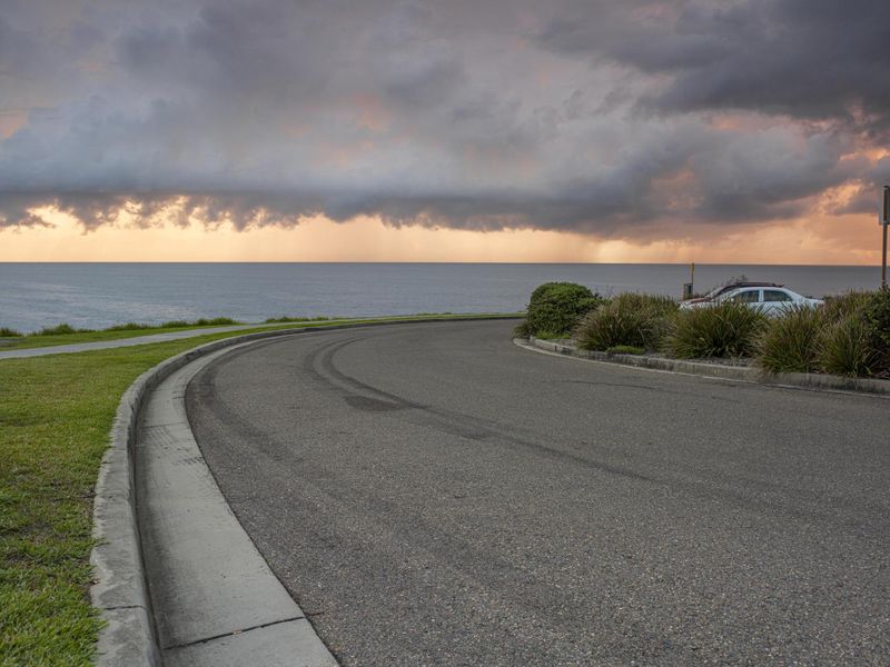 Coastal Road on a Cloudy Day over the Ocean HDRi Maps and Backplates