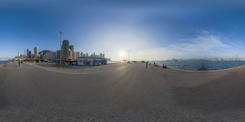 Coastal Town Sunset: Cityscape Along the Oceanfront HDRi Maps and ...