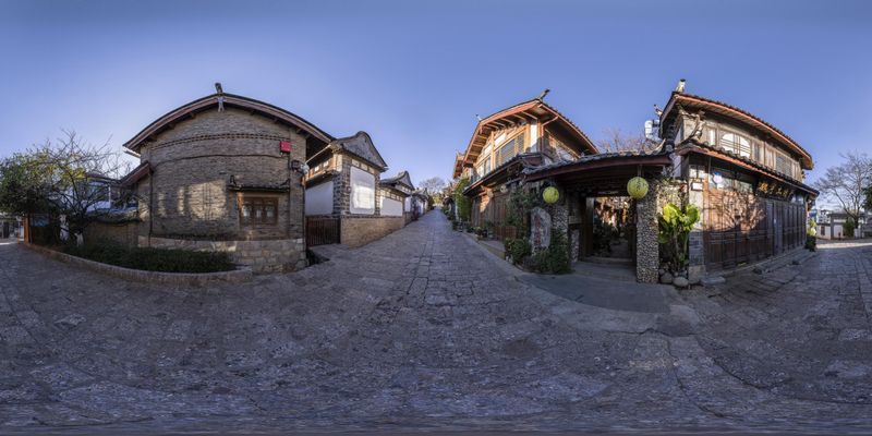 Cobblestone Streets and Historic Buildings in Lijiang HDRi Maps and ...