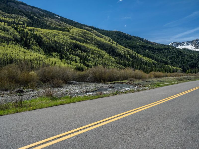 Colorado's Rural Landscape: Snowy Road Amidst Aspen Trees HDRi Maps and ...