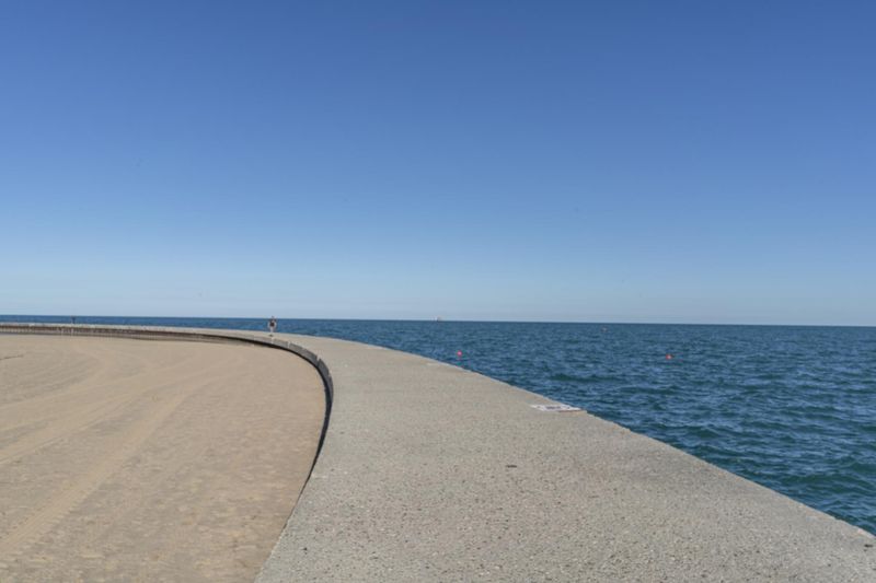 Concrete Beach with Water and Sky in Chicago, Illinois