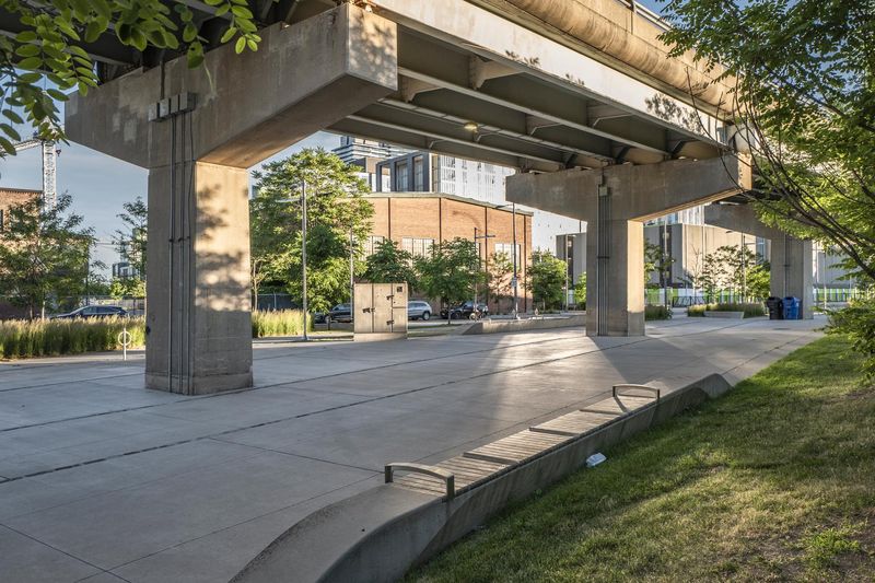Concrete Sidewalk Under Bridge in Urban City HDRi Maps and Backplates