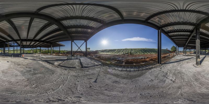 Construction Site in the USA: Oval Roof and Sunset View HDRi Maps and ...