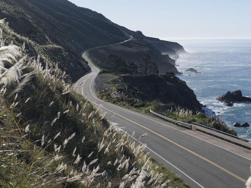 The Curve of a Beach Road in California, USA
