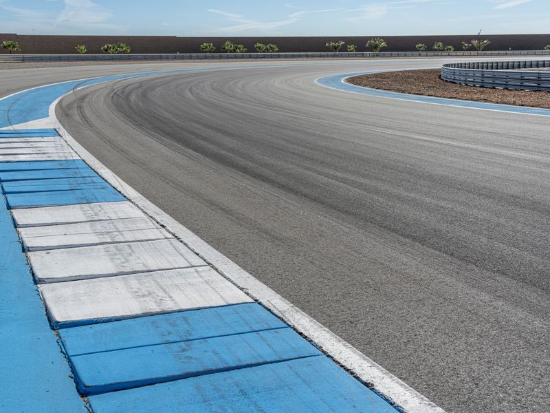 Curved Asphalt Road at Race Track in USA HDRi Maps and Backplates