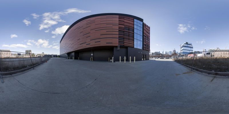 Curved Building in a Toronto Parking Lot HDRi Maps and Backplates