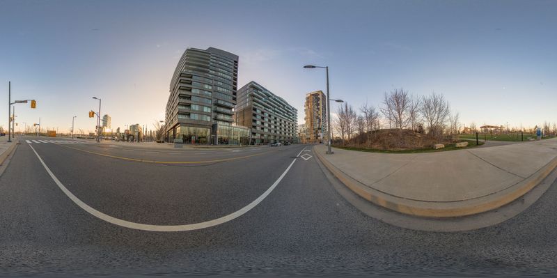 Curved City Street with Modern Architecture HDRi Maps and Backplates