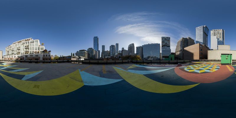 Curved Painted Parking Area in Toronto City HDRi Maps and Backplates