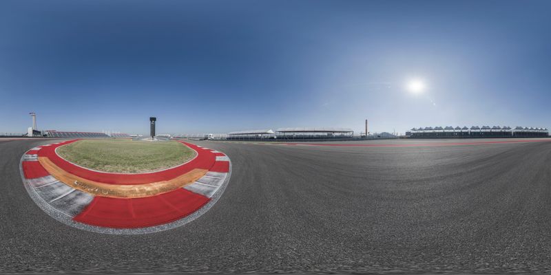 Curved Race Track with Red Grandstand HDRi Maps and Backplates