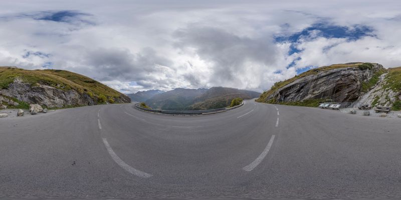 Curved Road in Austria: European Landscape HDRi Maps and Backplates