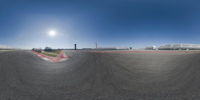 Curved Road Panorama View with Sun and Field HDRi Maps and Backplates