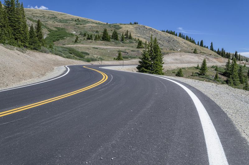 Curving Asphalt Road in Mountain Scenery HDRi Maps and Backplates