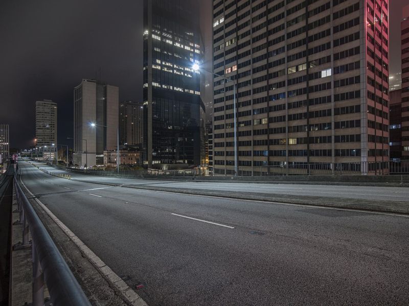 Dark Gloom Over Night City Skyscrapers HDRi Maps and Backplates