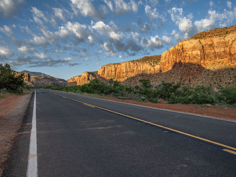 Dawn on the Asphalt Road in Utah, USA HDRi Maps and Backplates