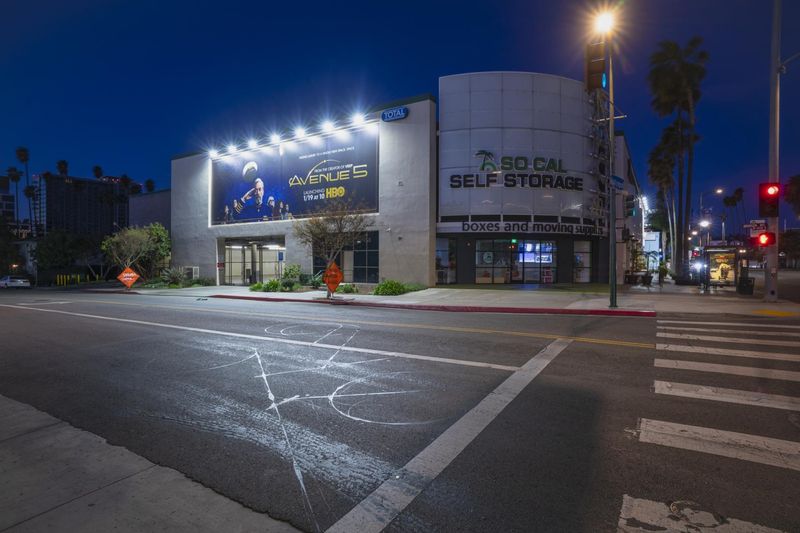 Dawn in Los Angeles: Street Light Illuminating an Office Building HDRi ...