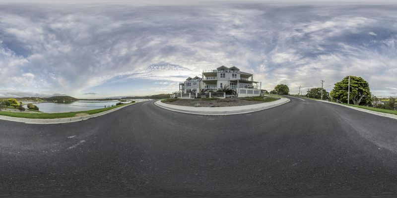 Dawn Road: A Coastal Landscape View HDRi Maps and Backplates