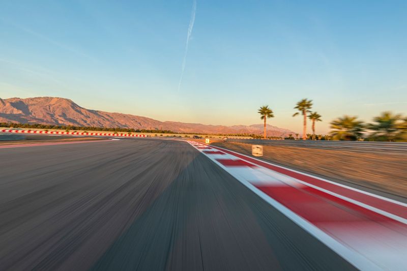 Dawn Views: Straight Down the Road at a Race Track HDRi Maps and Backplates