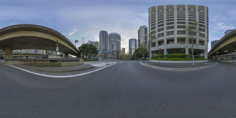 Cityscape with Skyscrapers and Urban Design HDRi Maps and Backplates