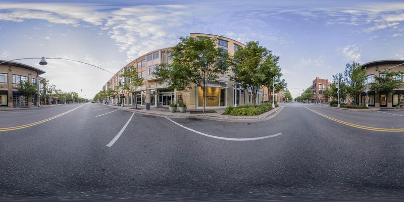 Denver, Colorado: Explore an Empty Street with Buildings and Trees ...