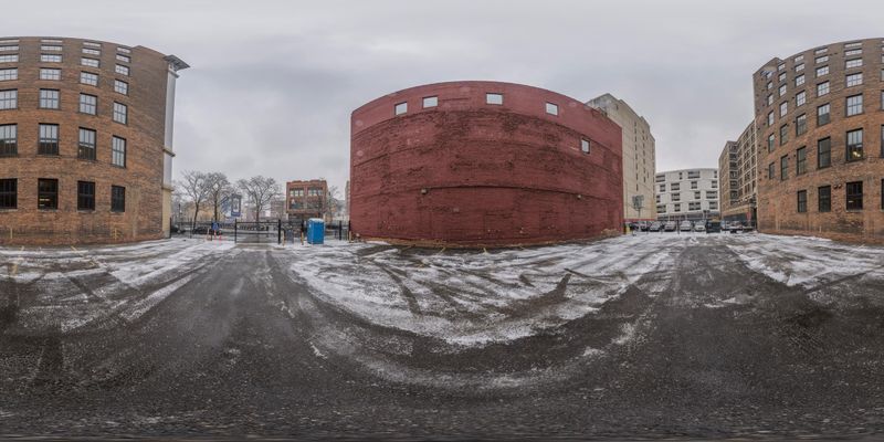 Detroit Snow Covered Parking Lot in Art District HDRi Maps and Backplates