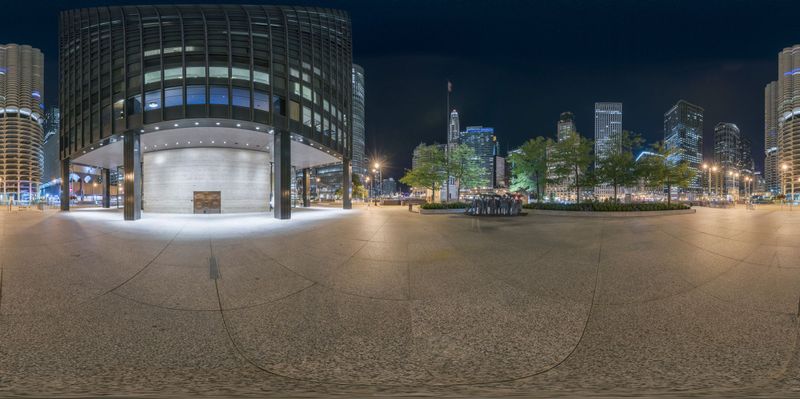 Downtown Chicago, Illinois at Night HDRi Maps and Backplates
