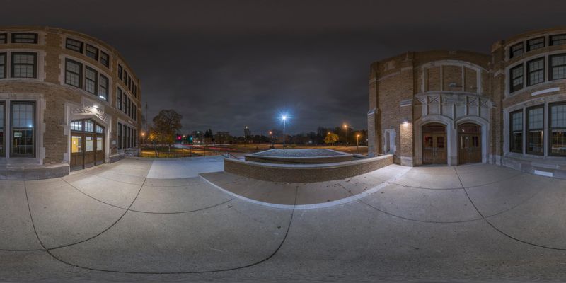 Downtown Detroit at Night: An Empty Skating Park HDRi Maps and Backplates