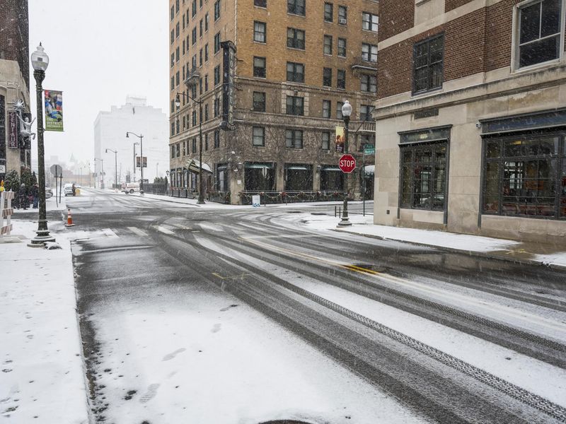 Downtown Detroit: Snow Covered Street - HDRi Maps and Backplates