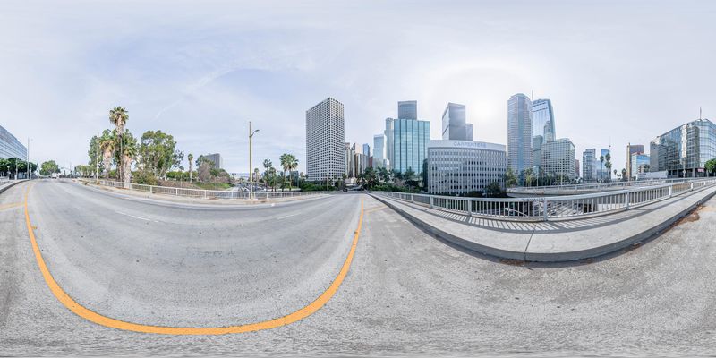 Downtown Los Angeles: An Empty Street with a Building HDRi Maps and ...