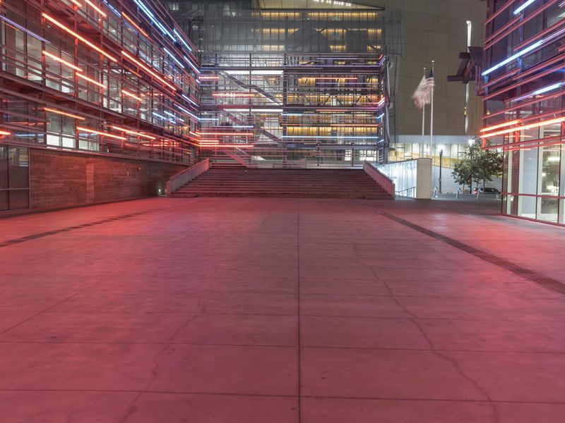 Aerial View: Downtown Metropolis Lit Up by Neon Lights HDRi Maps and ...