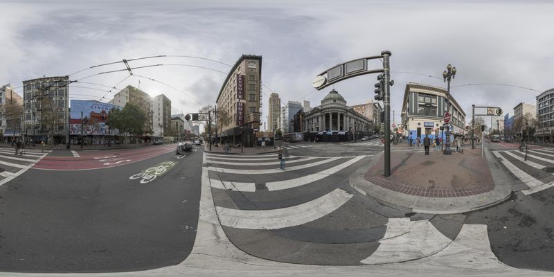 Downtown San Francisco Intersection: People and Traffic HDRi Maps and ...
